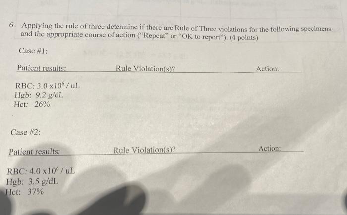 Solved 6. Applying the rule of three determine if there are | Chegg.com