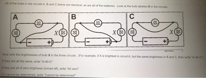 Solved All of the bulbs in the circuits A, B and C below are | Chegg.com