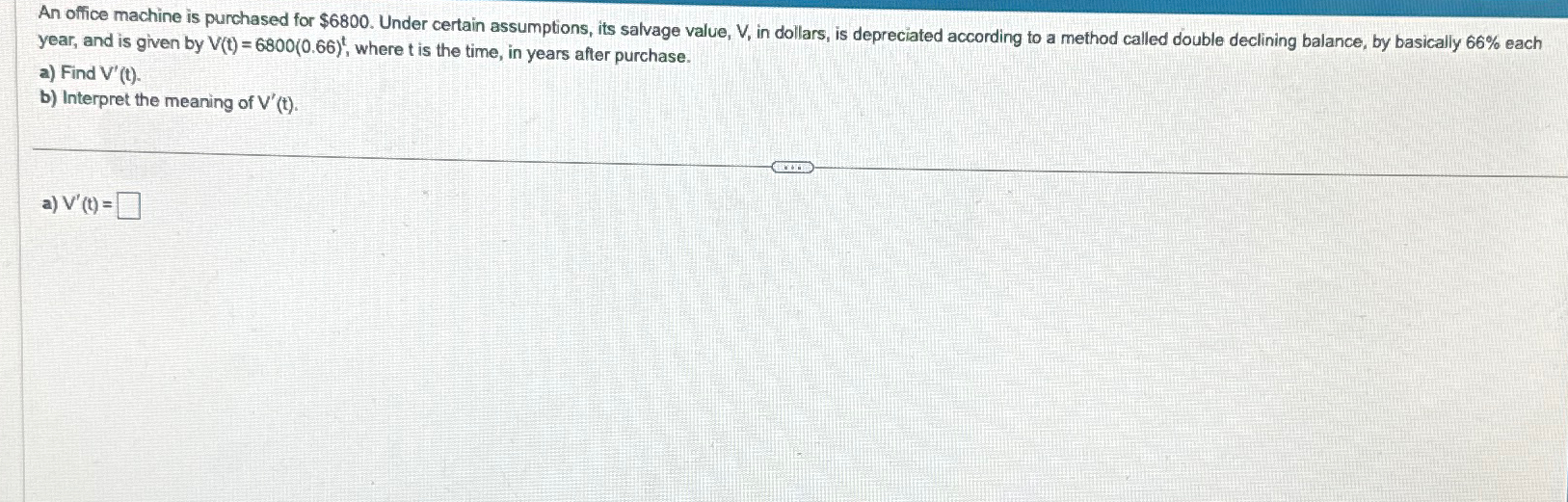 Solved An office machine is purchased for $6800. ﻿Under | Chegg.com