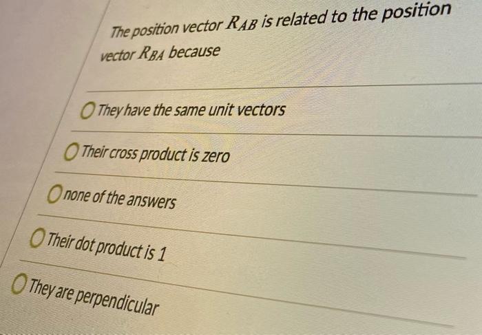 Solved The position vector RAB is related to the position | Chegg.com