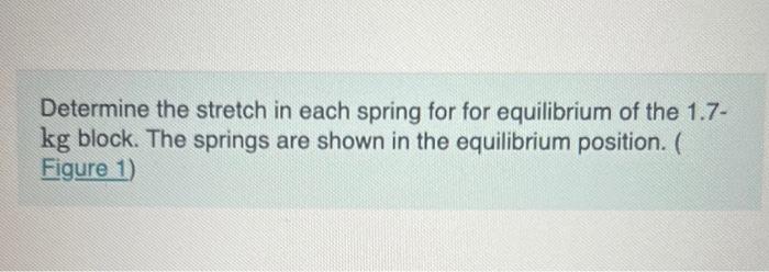 Solved Determine the stretch in each spring for for | Chegg.com