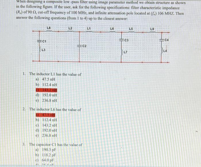 Solved When designing a composite low -pass filter using | Chegg.com