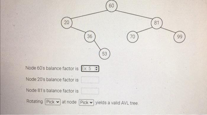 Solved Node 60 's balance factor is Node 20's balance factor | Chegg.com