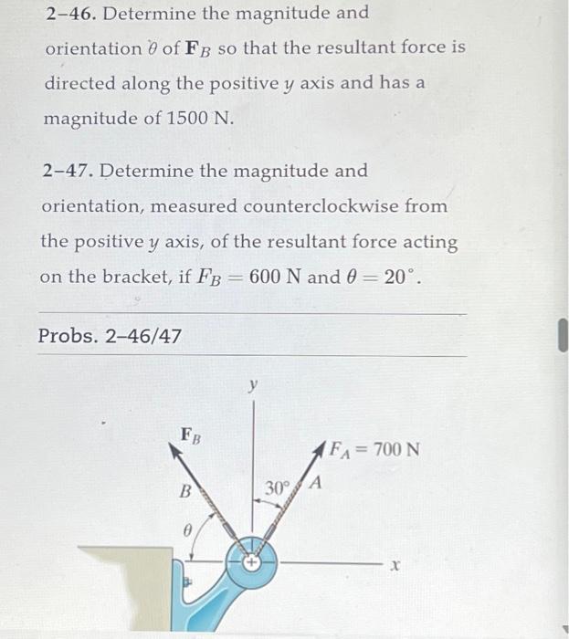 Solved 2 46 Determine The Magnitude And Orientation Of Fb