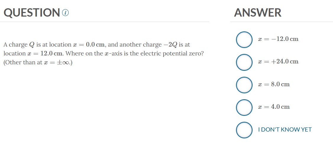 Solved QUESTION © ?(© )A charge Q is at ﻿location x=0.0cm, | Chegg.com