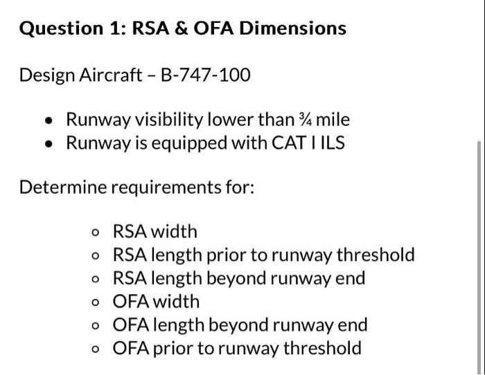 Solved Question 1: RSA \& OFA Dimensions Design Aircraft - | Chegg.com