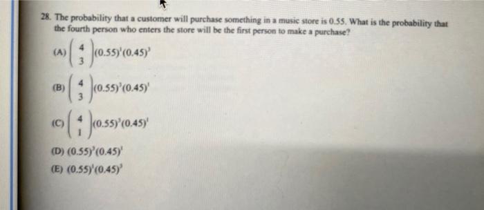 Solved 28. The probability that a customer will purchase | Chegg.com