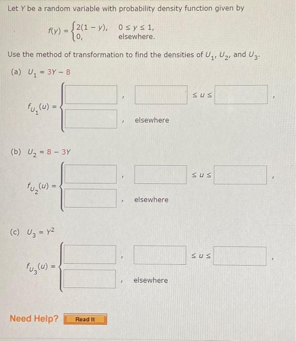 Solved Let Y be a random variable with probability density | Chegg.com