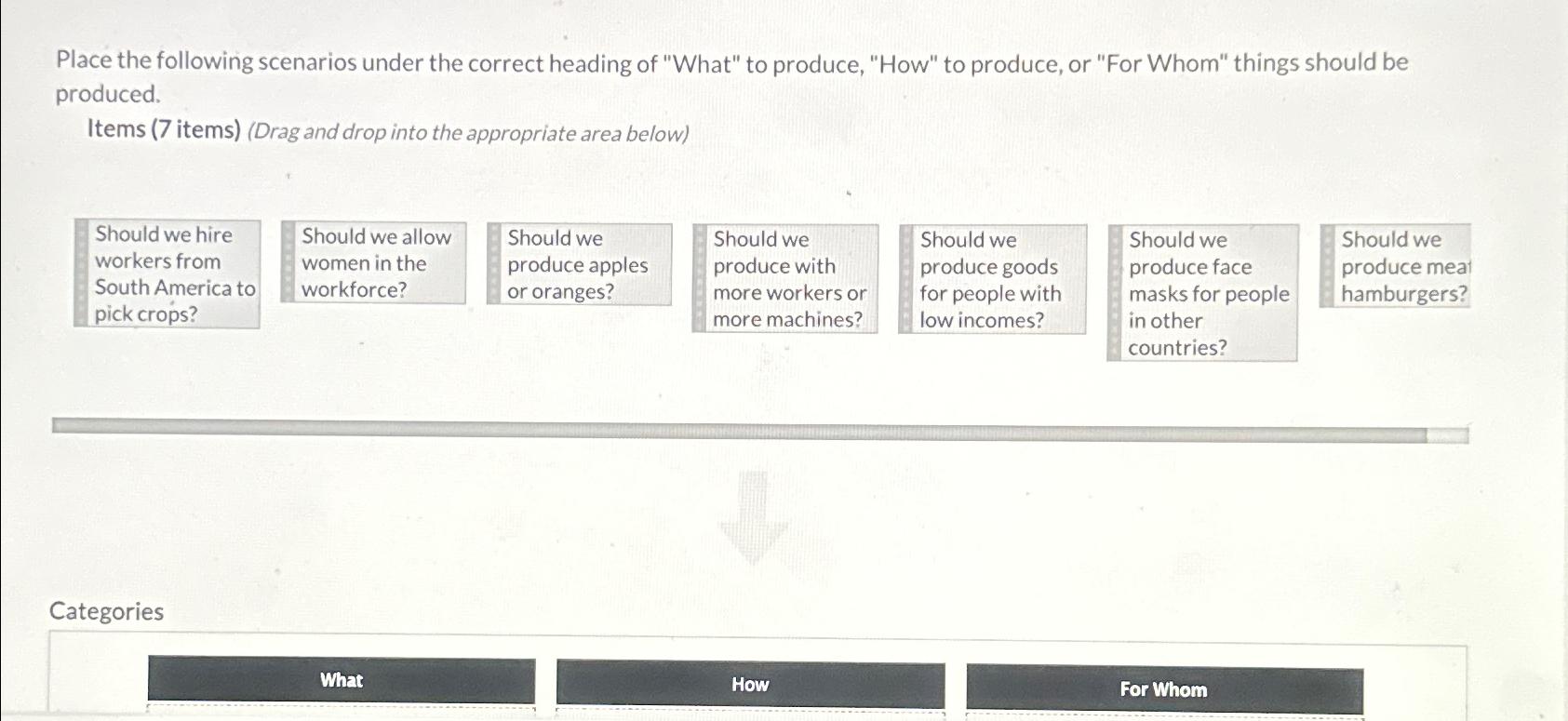 Solved Place the following scenarios under the correct | Chegg.com