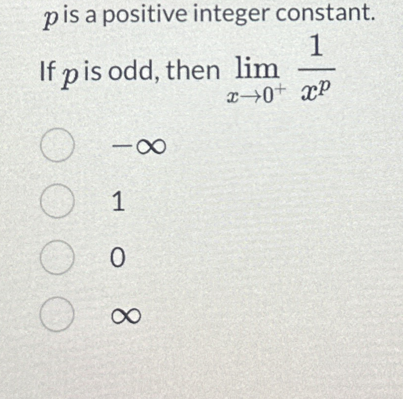 Solved p ﻿is a positive integer constant.If p ﻿is odd, then | Chegg.com