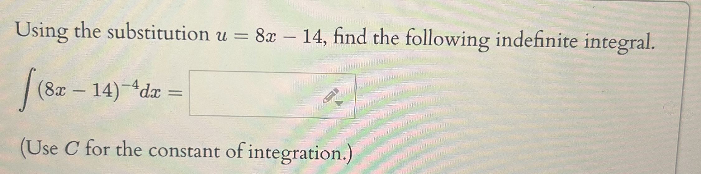 Solved Using the substitution u=8x-14, ﻿find the following | Chegg.com
