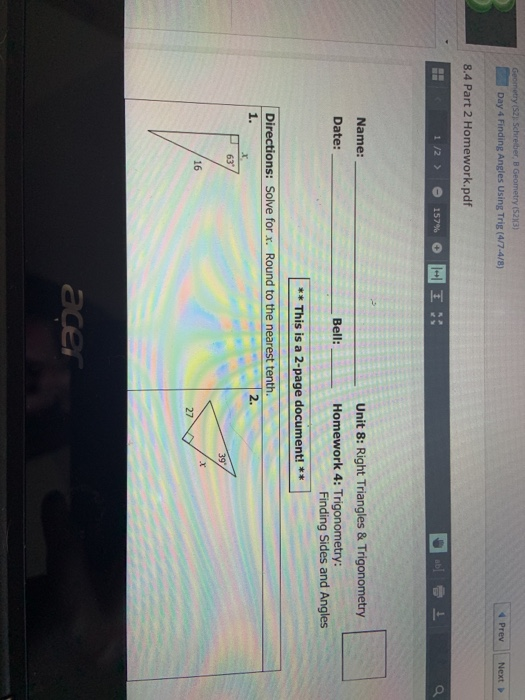Solved Geometry (S2): Schreiber, B Geometry (52)) Day 4 | Chegg.com