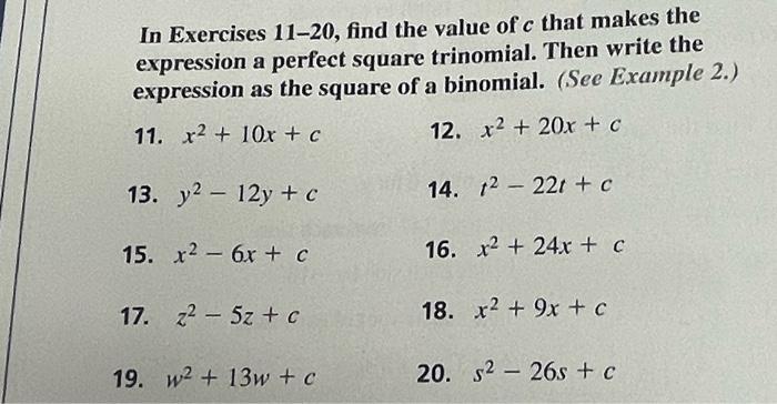 Solved In Exercises 11 20 Find The Value Of C That Makes 