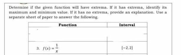 Solved Determine if the given function will have extrema. If | Chegg.com