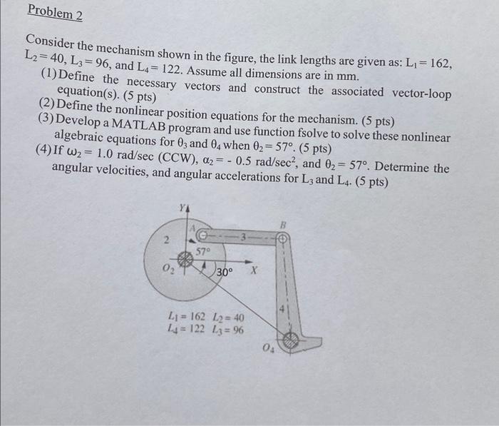 Solved Problem 2 Consider the mechanism shown in the figure, | Chegg.com