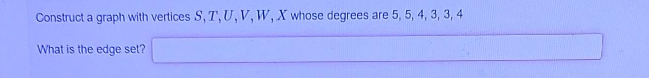 Solved Construct A Graph With Vertices Stuvwx Whose