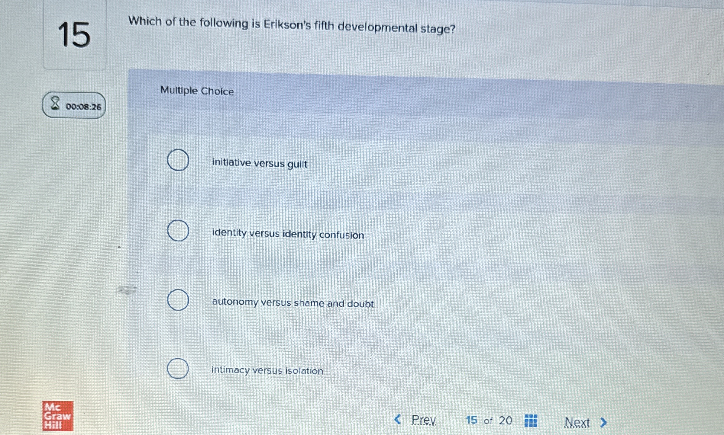 Solved 15Which of the following is Erikson's fifth | Chegg.com