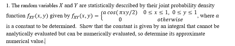 Solved The random variables x ﻿and Y ﻿are statistically | Chegg.com