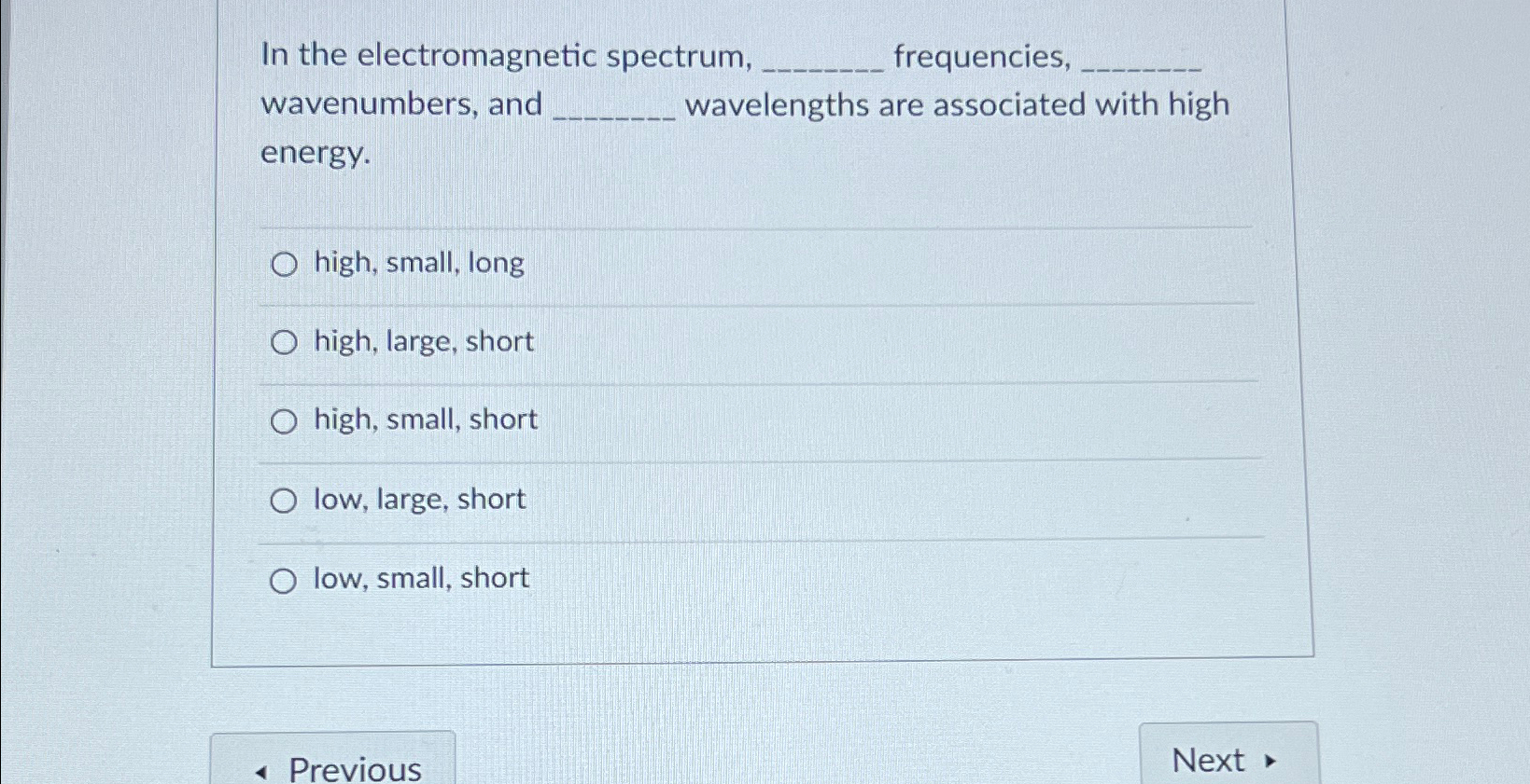 Solved In the electromagnetic spectrum, frequencies, | Chegg.com