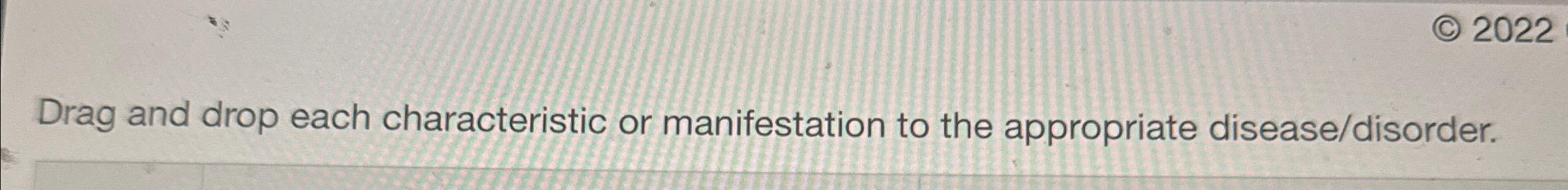 Solved Drag and drop each characteristic or manifestation to | Chegg.com