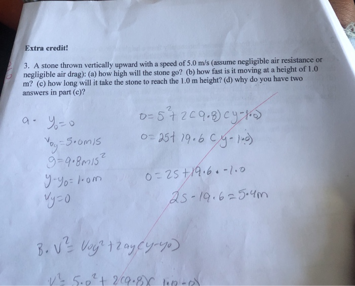 Solved A stone thrown vertically upward with a speed of 5.0 | Chegg.com