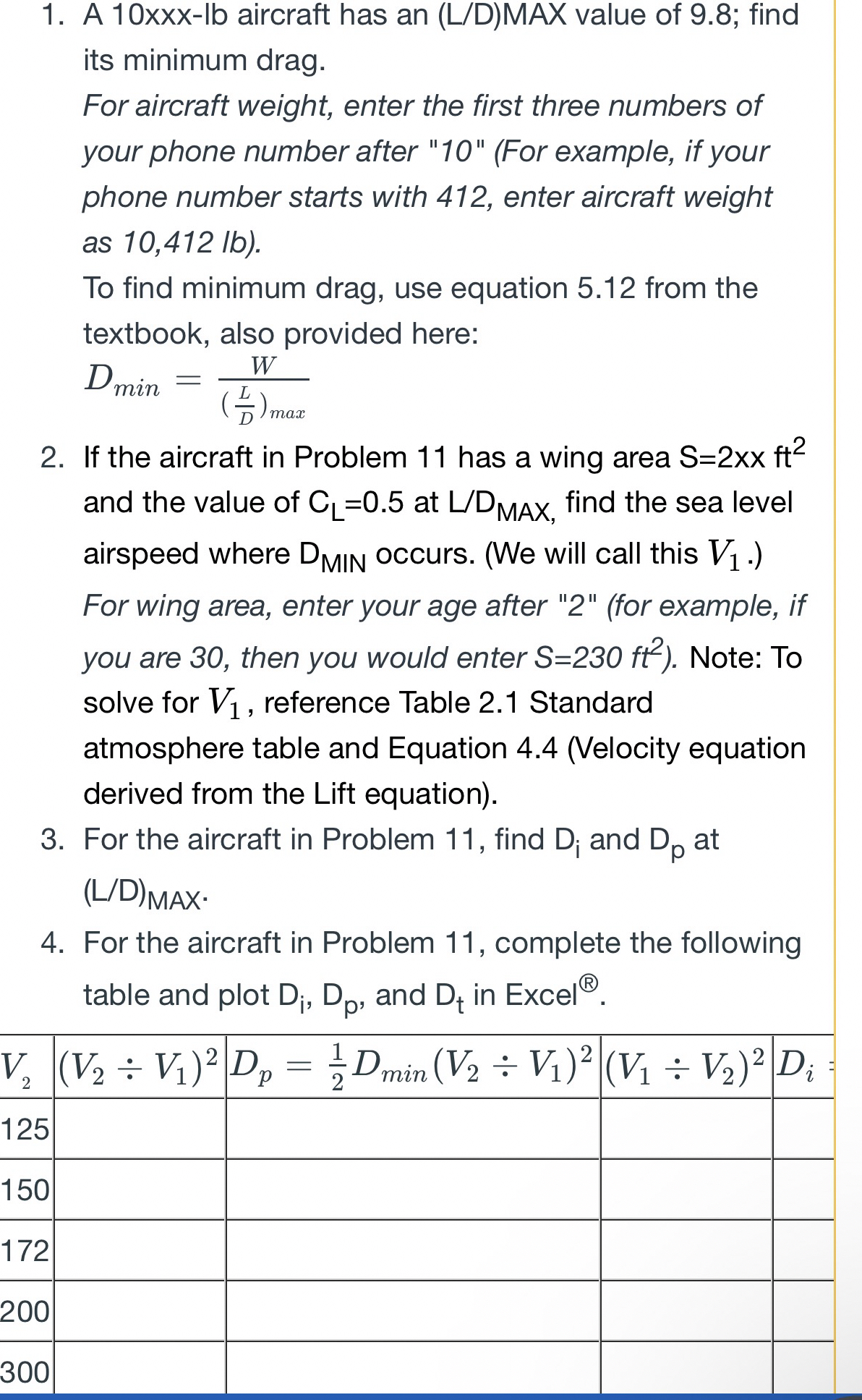 Solved A 10xxx-lb aircraft has an (L/D)MAX value of 9.8 ﻿; | Chegg.com