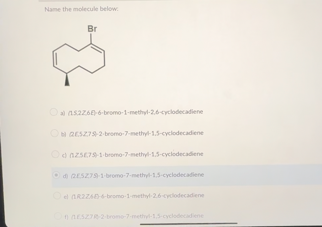 Solved Name the molecule | Chegg.com