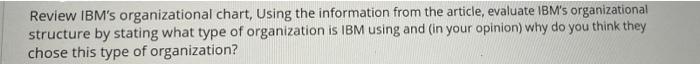 Solved >C > IBM Org Chart: Enterprise Profile The IBM org | Chegg.com