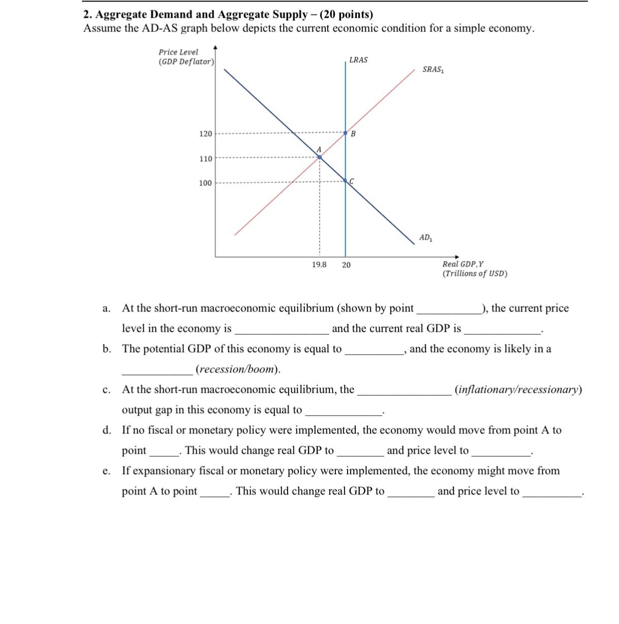 Solved Aggregate Demand and Aggregate Supply - (20 | Chegg.com