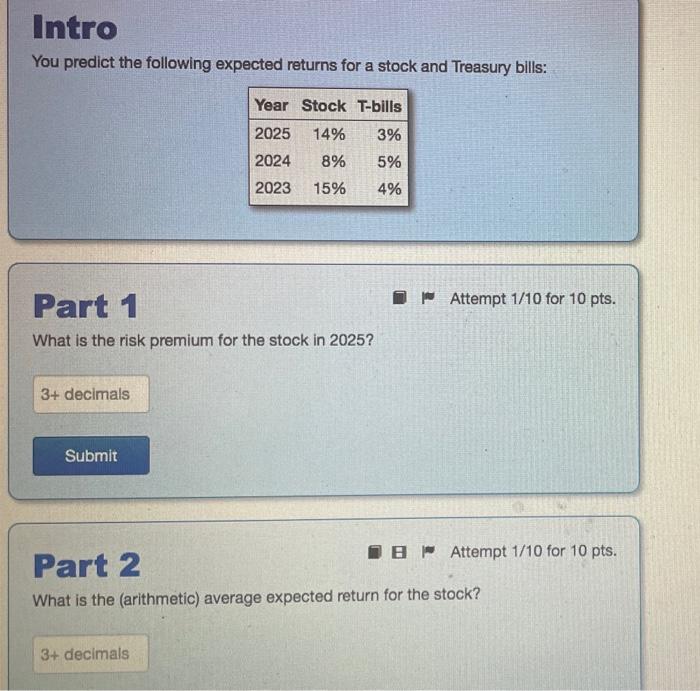 Solved You predict the following expected returns for a | Chegg.com