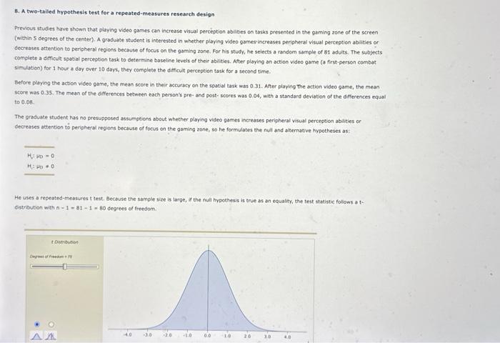 Solved 8 A Two Tailed Hypothesis Test For A Repeated Me 4063