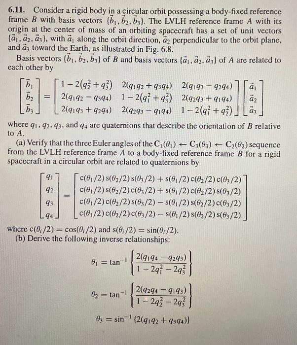 6.11. Consider a rigid body in a circular orbit | Chegg.com