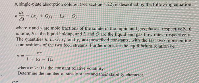 Solved A single-plate absorption column (see section 1.22 ) | Chegg.com