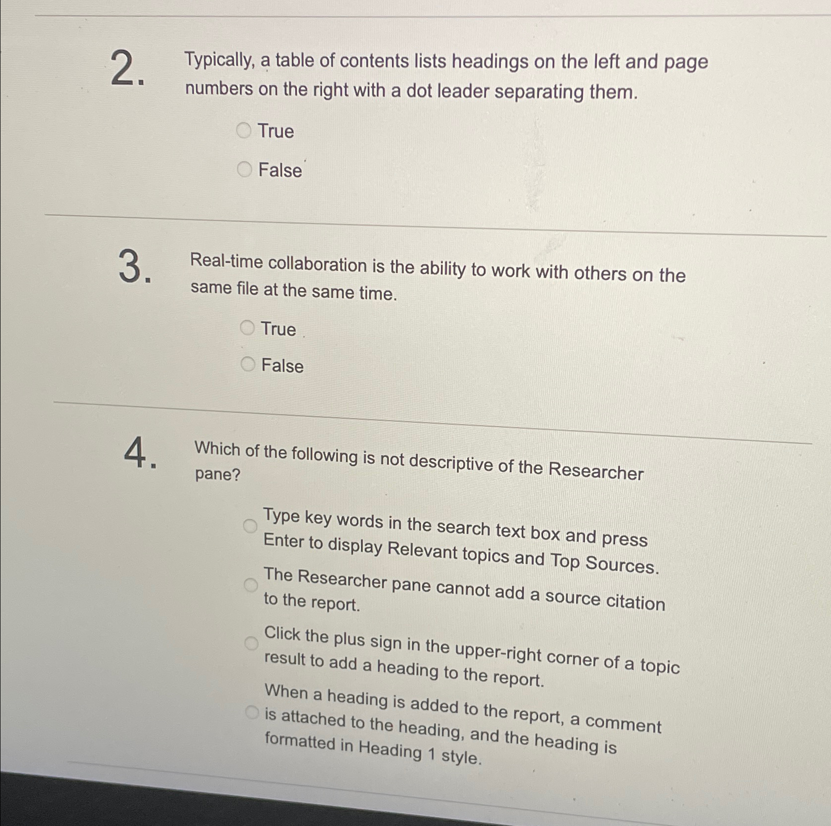 Solved Typically, a table of contents lists headings on the | Chegg.com
