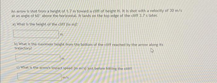 Solved An arrow is shot from a height of 1.7 m toward a | Chegg.com