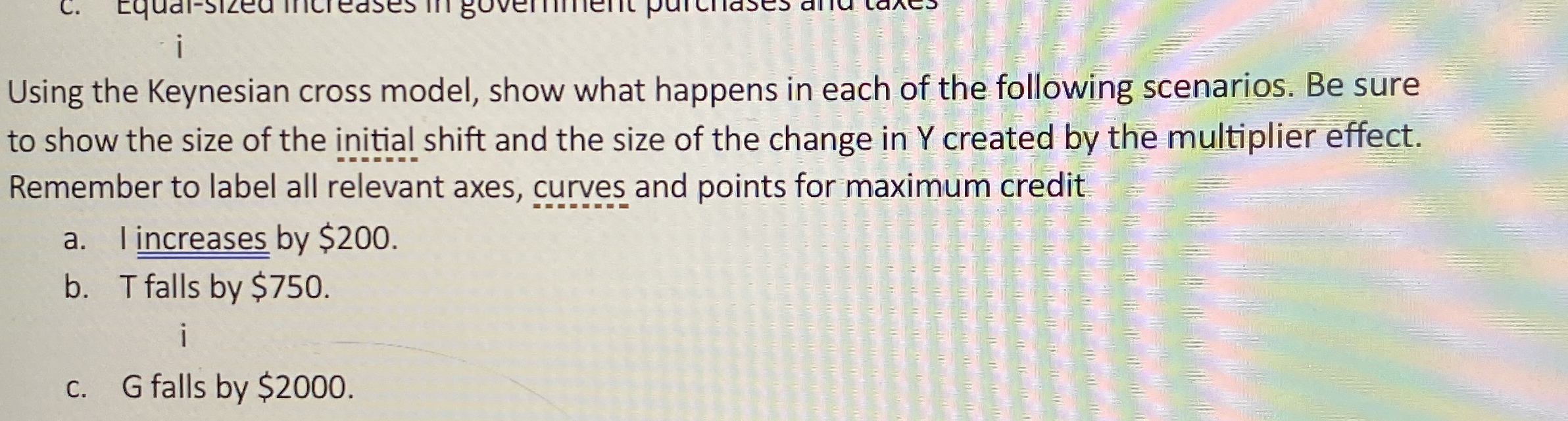 Solved Using the Keynesian cross model, show what happens in | Chegg.com