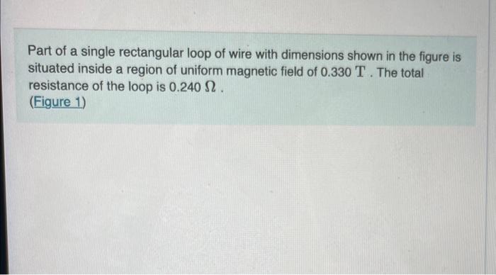 Solved Part Of A Single Rectangular Loop Of Wire With 