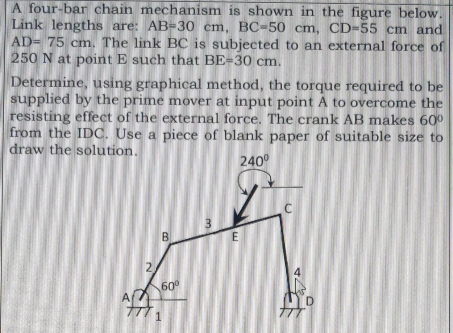 Solved A four-bar chain mechanism is shown in the figure | Chegg.com