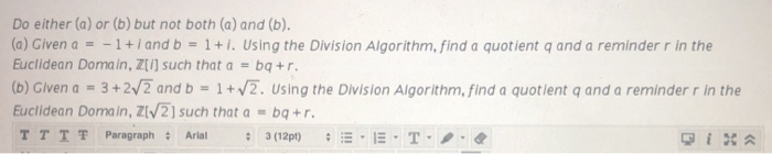 Solved Do either (a) or (b) but not both (a) and (b). (a) | Chegg.com