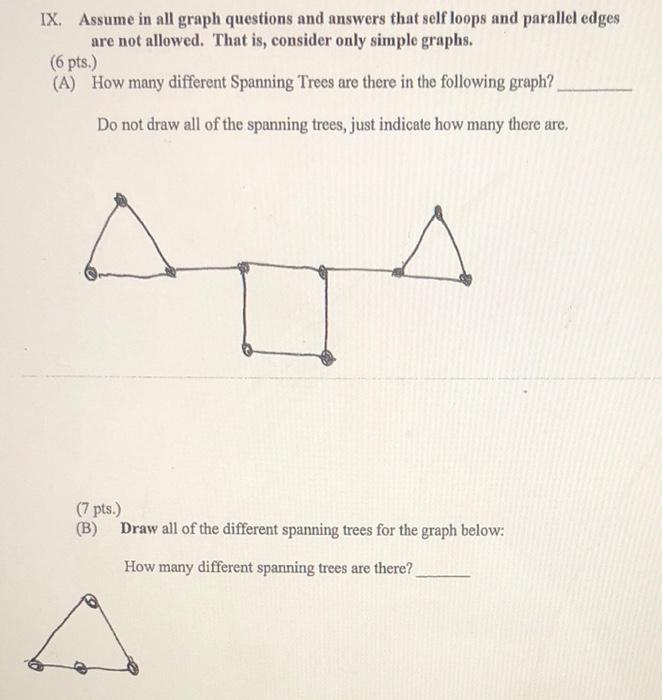 Solved IX. Assume in all graph questions and answers that | Chegg.com