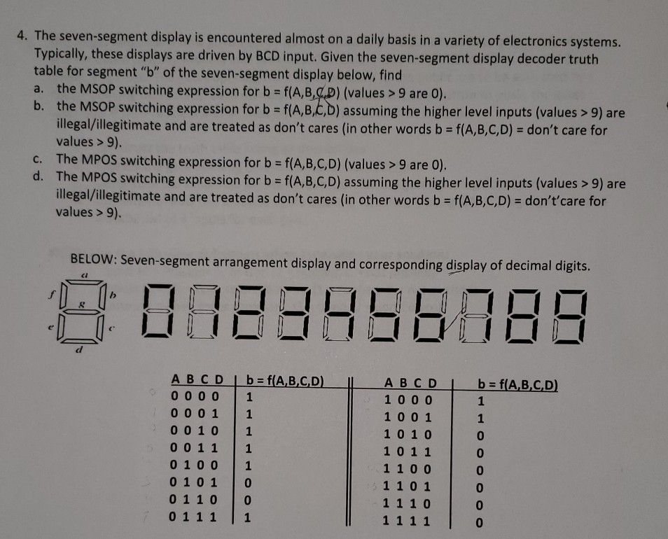 Solved 4. The seven-segment display is encountered almost on | Chegg.com