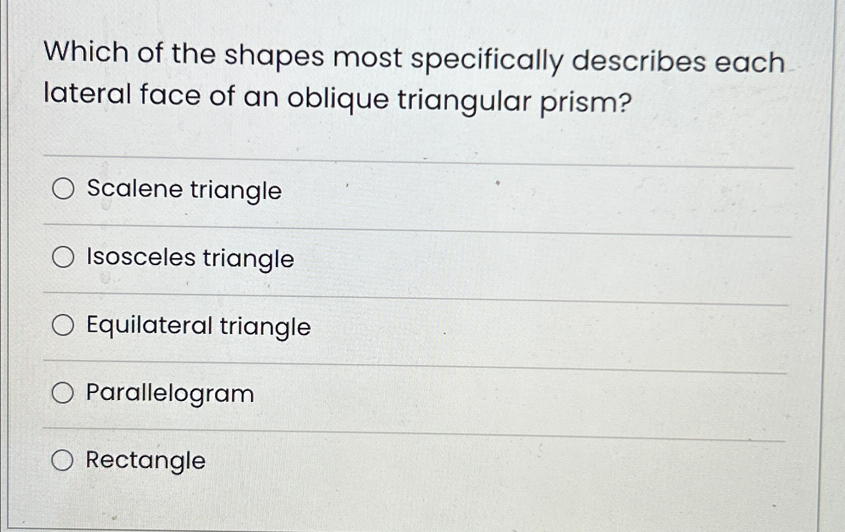 Solved Which of the shapes most specifically describes each | Chegg.com