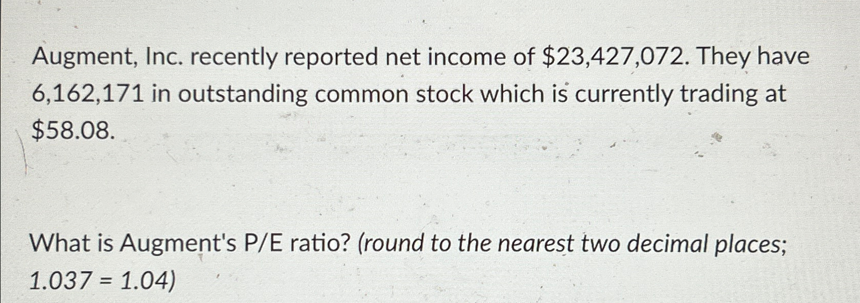 Solved Augment, Inc. recently reported net income of | Chegg.com