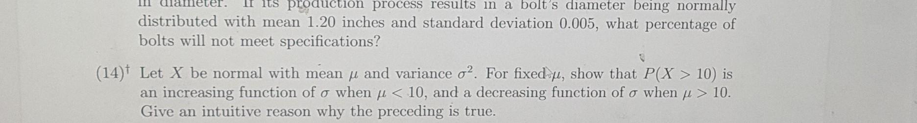 Solved distributed with mean 1.20 inches and standard | Chegg.com
