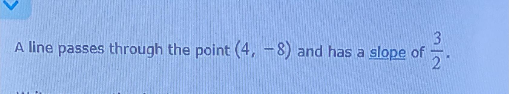 Solved A line passes through the point (4,-8) ﻿and has a | Chegg.com