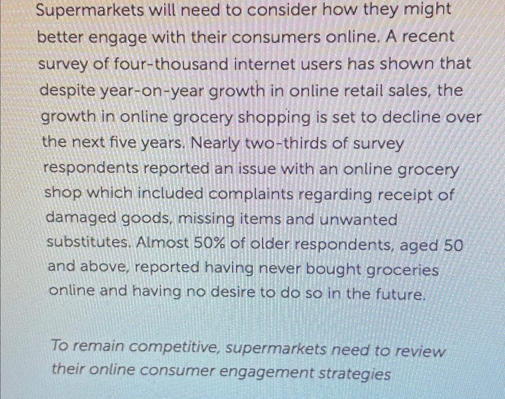 Solved Supermarkets will need to consider how they might | Chegg.com