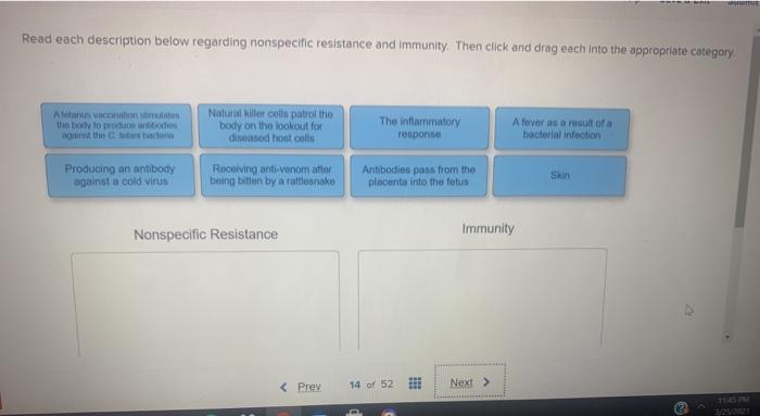 Solved Read each description below regarding nonspecific | Chegg.com