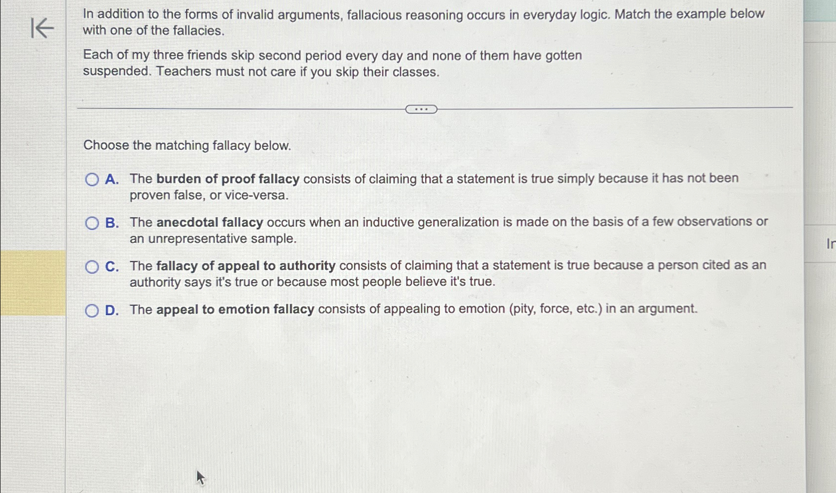 Solved In addition to the forms of invalid arguments, | Chegg.com