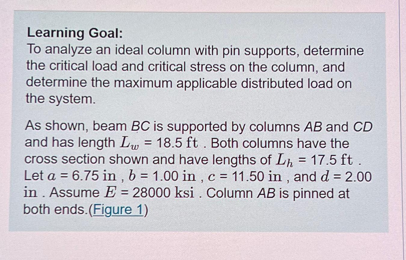 Solved Learning Goal:To analyze an ideal column with pin | Chegg.com