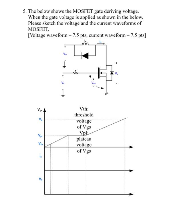 Solved 5 The Below Shows The Mosfet Gate Deriving Voltage Chegg
